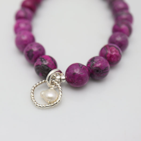 Halo collection: jasper picture fuscia stone silver halo & fresh water ...