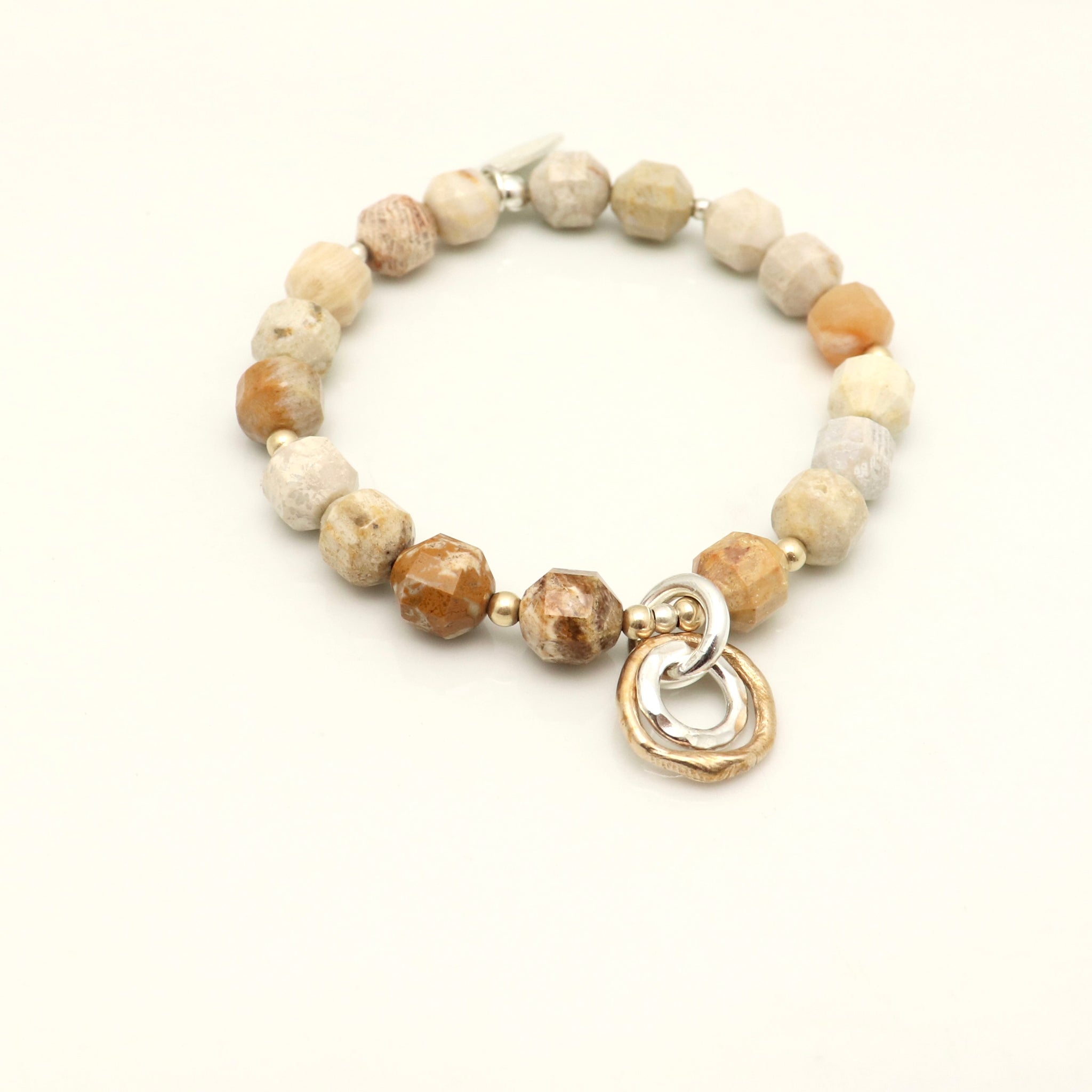 Natural fossil coral jasper stone pendulum bracelet | Orange Avocado ...